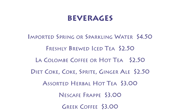 Beverage Menu | Lourdas
